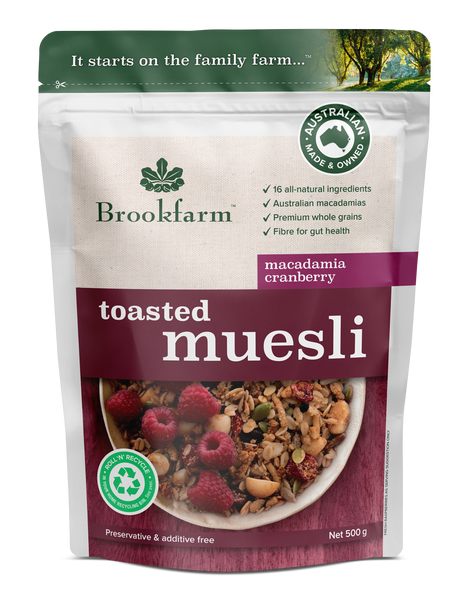 Brookfarm Toasted Macadamia and Cranberry Muesli 350g – Adelaide Fresh ...